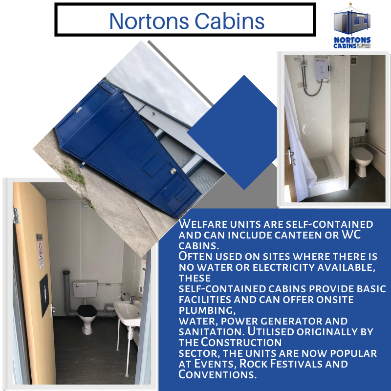 Welfare units are self-contained and can include canteen or WC